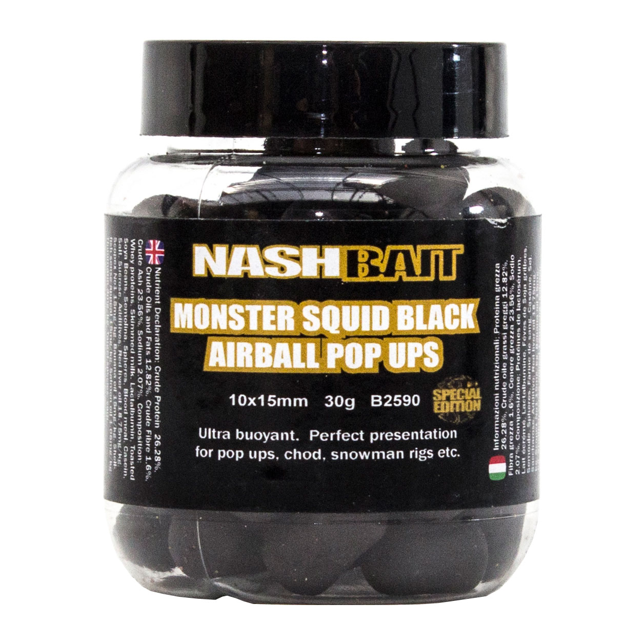 Nash Top Rod Pop Ups Monster Squid Black Boilie Pellet